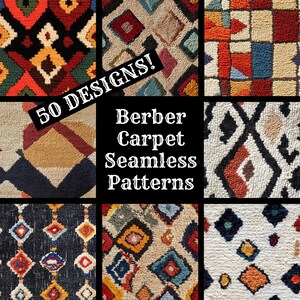 Berber Carpet Seamless Patterns: 50 PNG Digital Papers (digital ...