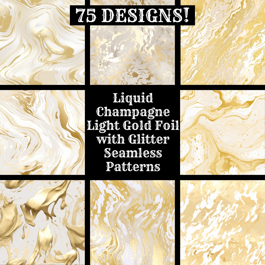Gold Foil Seamless Pattern: Liquid Champagne Glitter Textures (digital ...