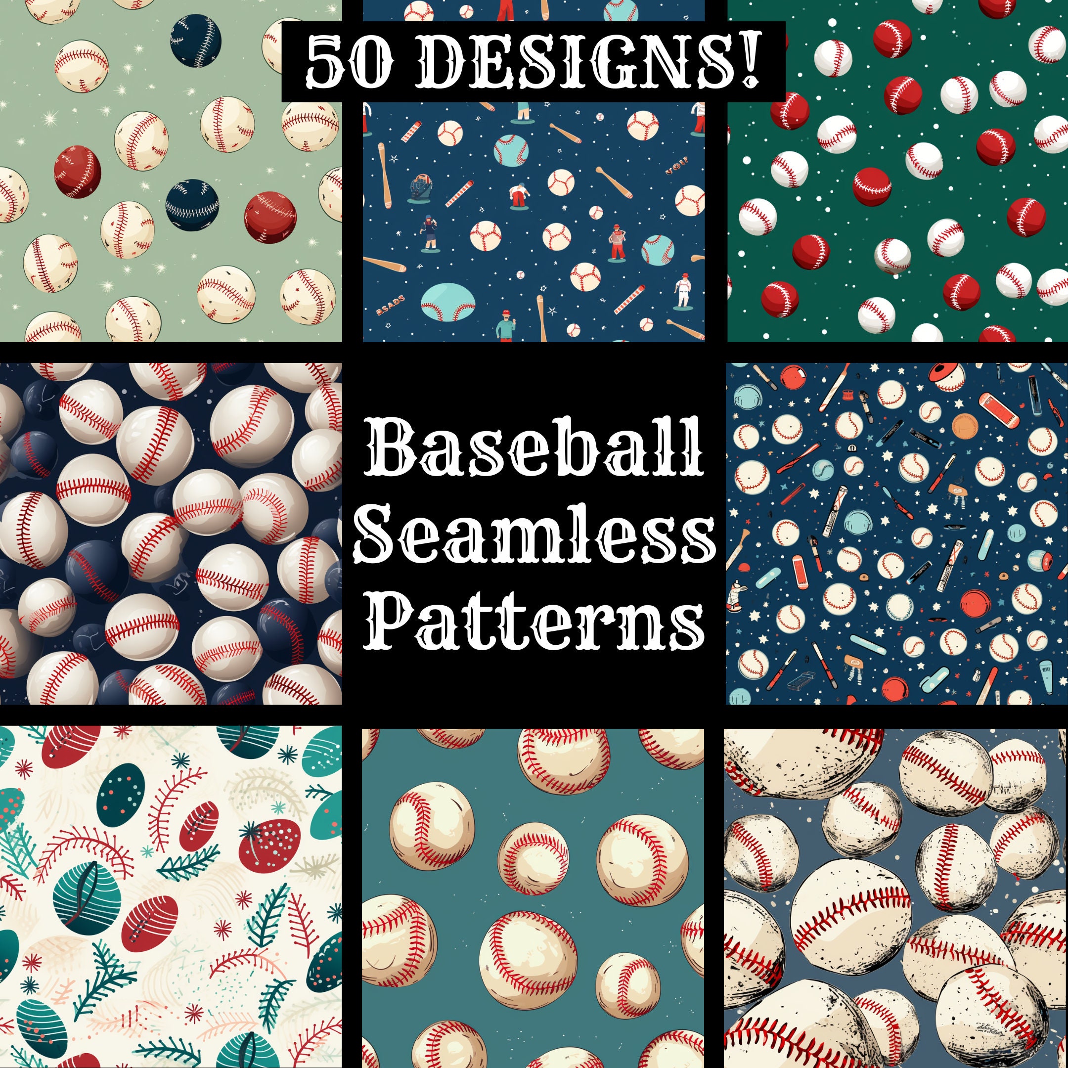 Baseball Seamless Digital Paper, Printable Scrapbook Paper Seamless ...