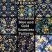 Victorian Blue & Gold Seamless Patterns: Digital Scrapbook Paper (PNG ...