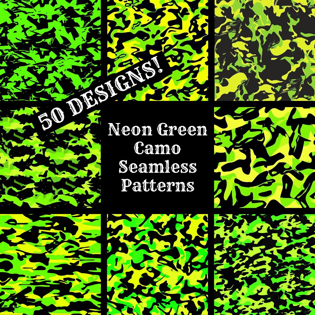 Neon Green Camo Seamless Digital Paper, Neon Green Camo Printable ...