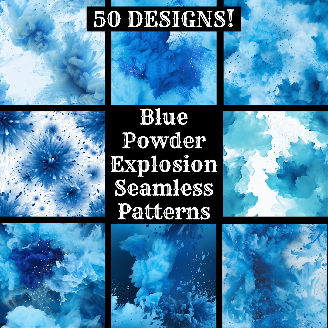 Blue Powder Explosion Seamless Digital Paper, Printable Scrapbook Paper ...