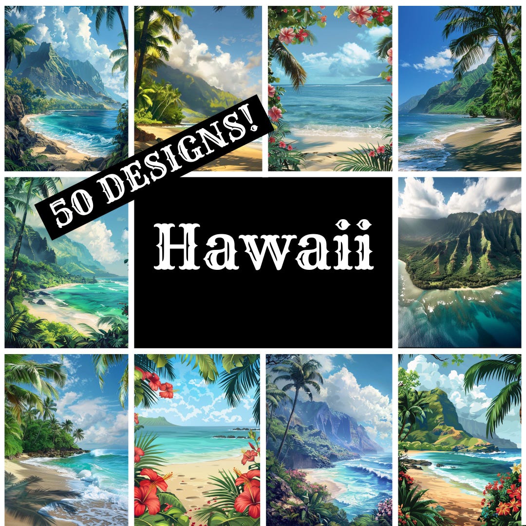 Hawaii Journal Paper, Hawaii Printable Paper, Vintage Journal Supplies ...