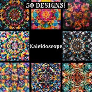 Kaleidoscope Digital Paper: Vintage Scrapbook Journal Backgrounds (PNG ...