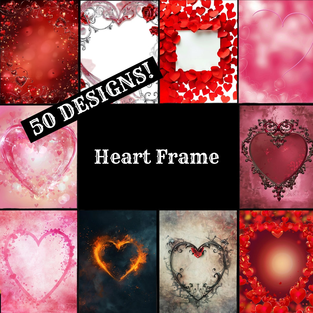 Heart Frame Journal Paper, Heart Frame Printable Paper, Vintage Heart ...