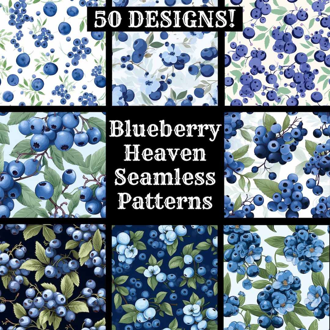 Blueberry Heaven Seamless Pattern: Scrapbook Paper (digital Download ...