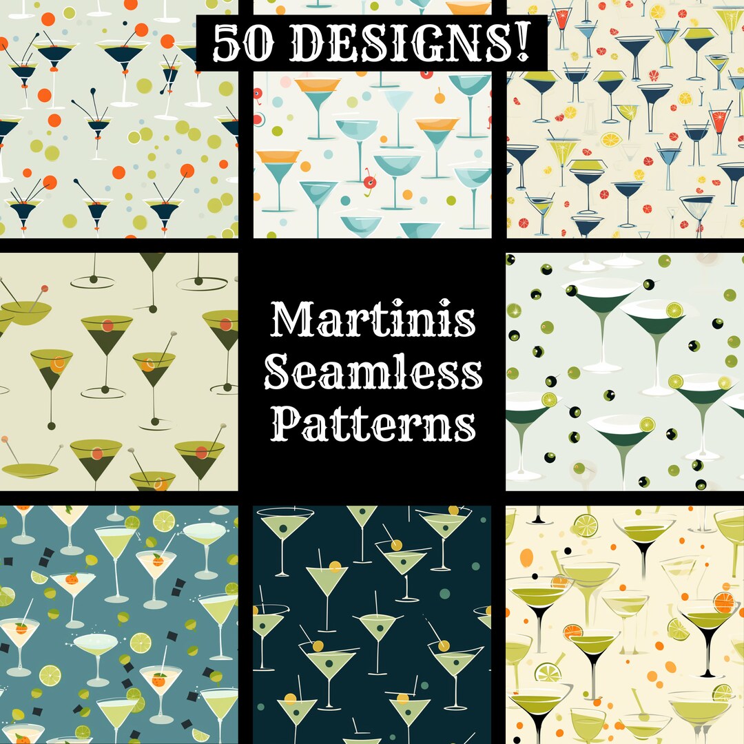 Martinis Seamless Digital Paper, Printable Scrapbook Paper Seamless ...