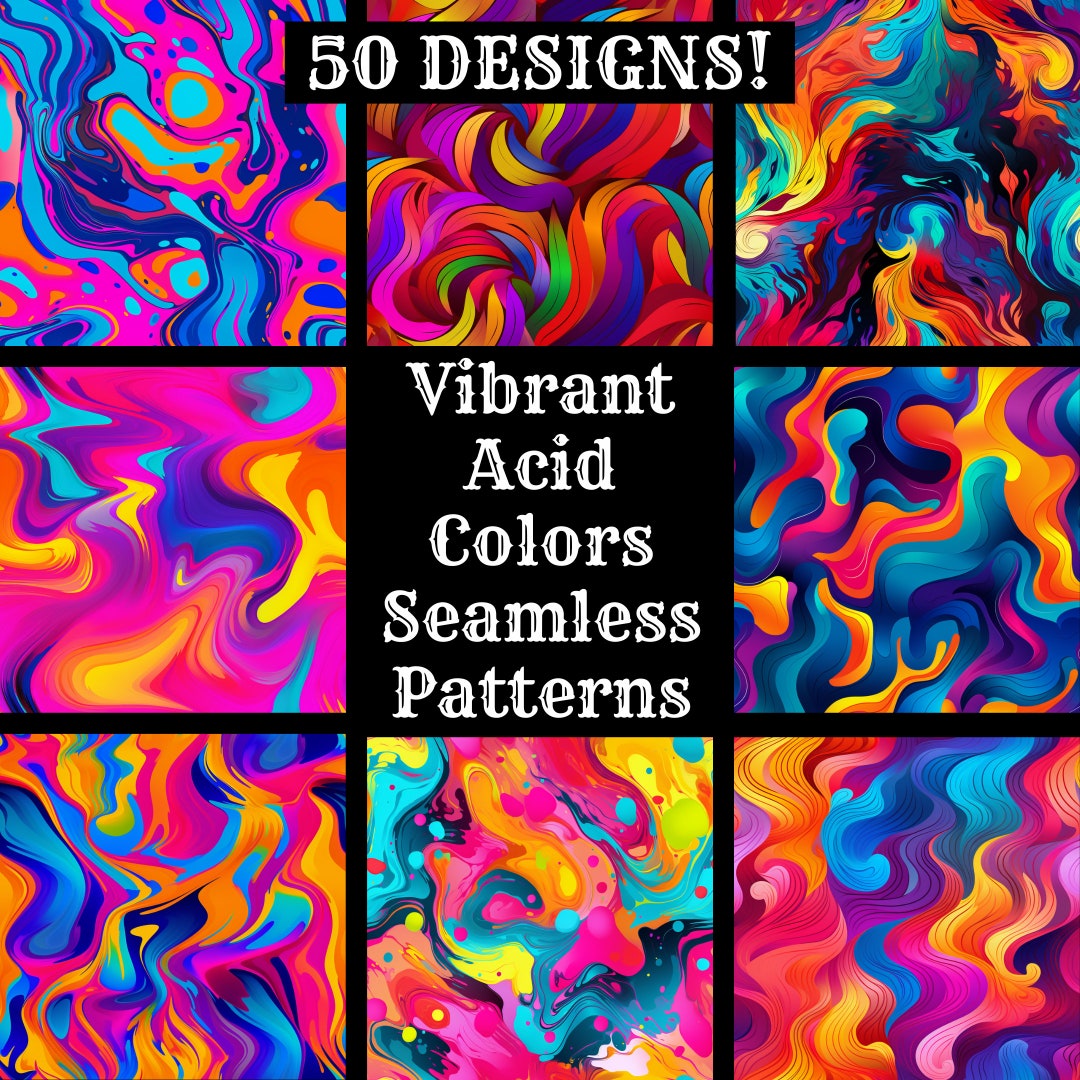 Vibrant Acid Colors Seamless Digital Paper, Printable Scrapbook Paper ...