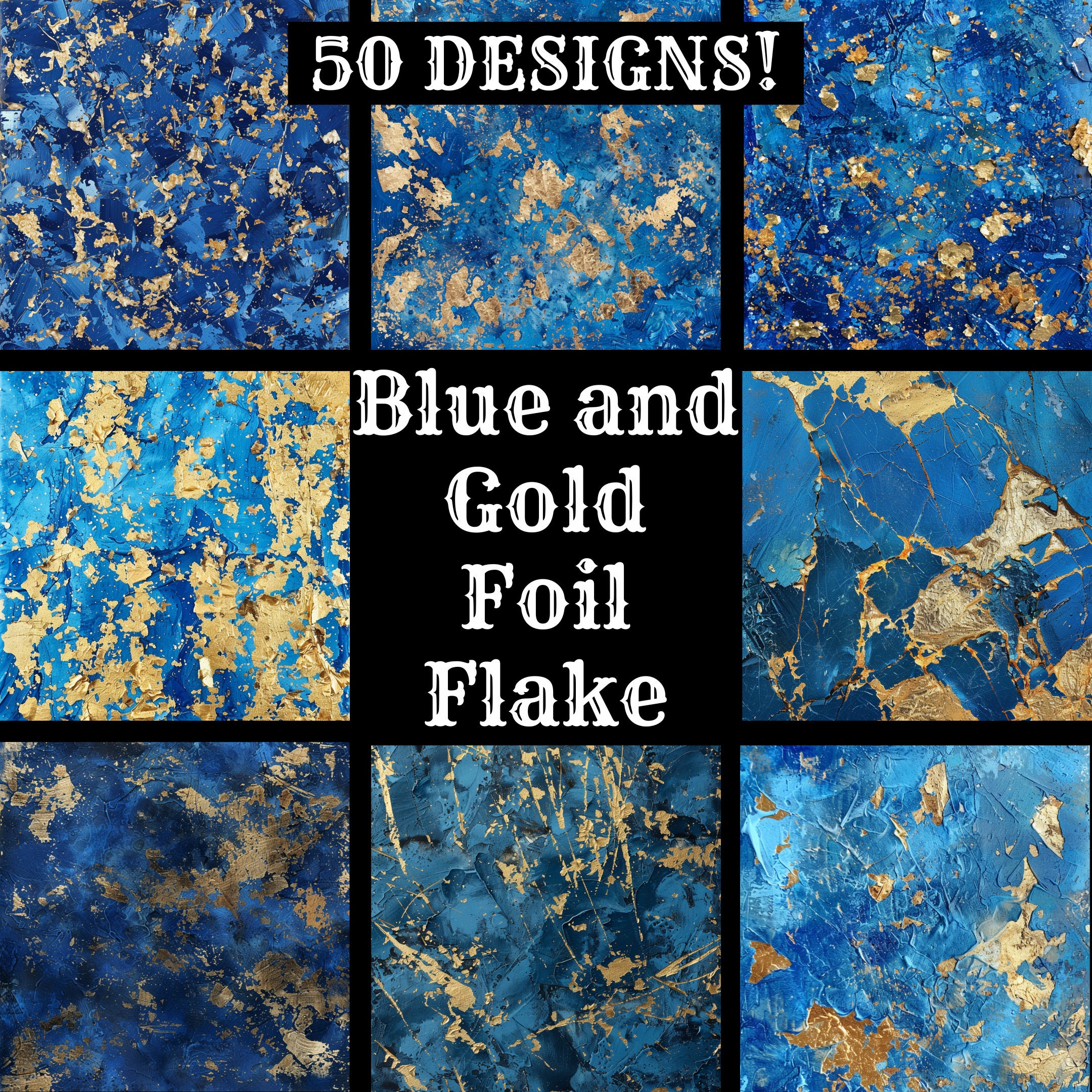 Blue and Gold Foil Flake Paper, Blue and Gold Foil Flake Printable ...