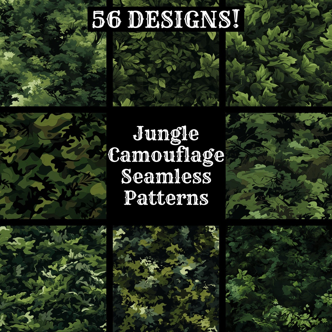 Jungle Camouflage Seamless Digital Paper, Printable Scrapbook Paper ...
