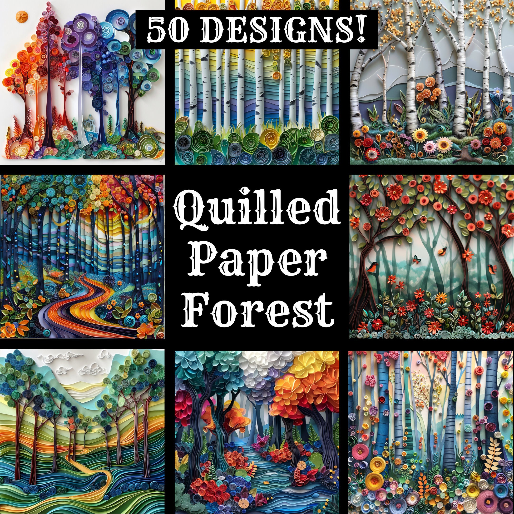 Quilled Paper Forest: High-resolution Digital Paper (PNG) - Etsy