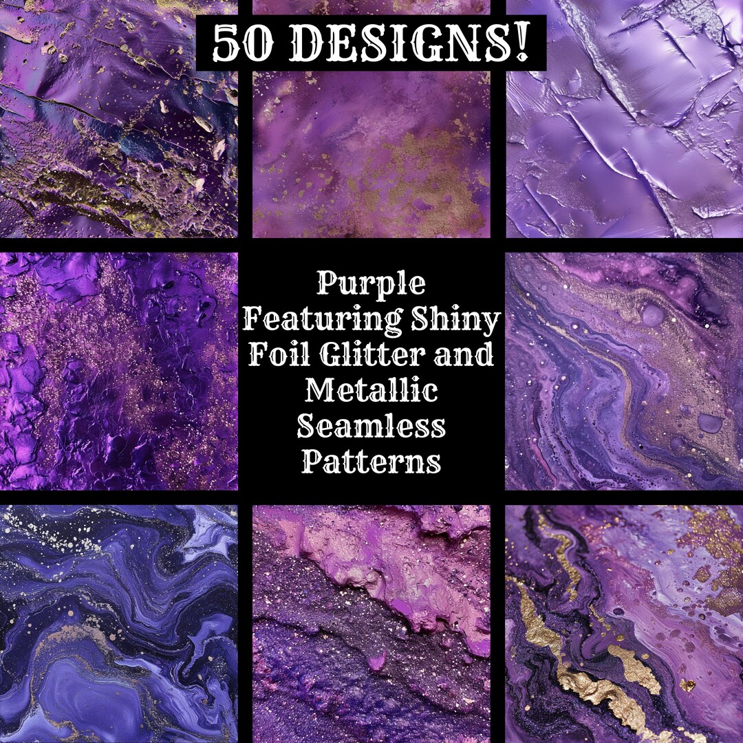Purple Foil Glitter Seamless Patterns: Scrapbook Paper (digital ...
