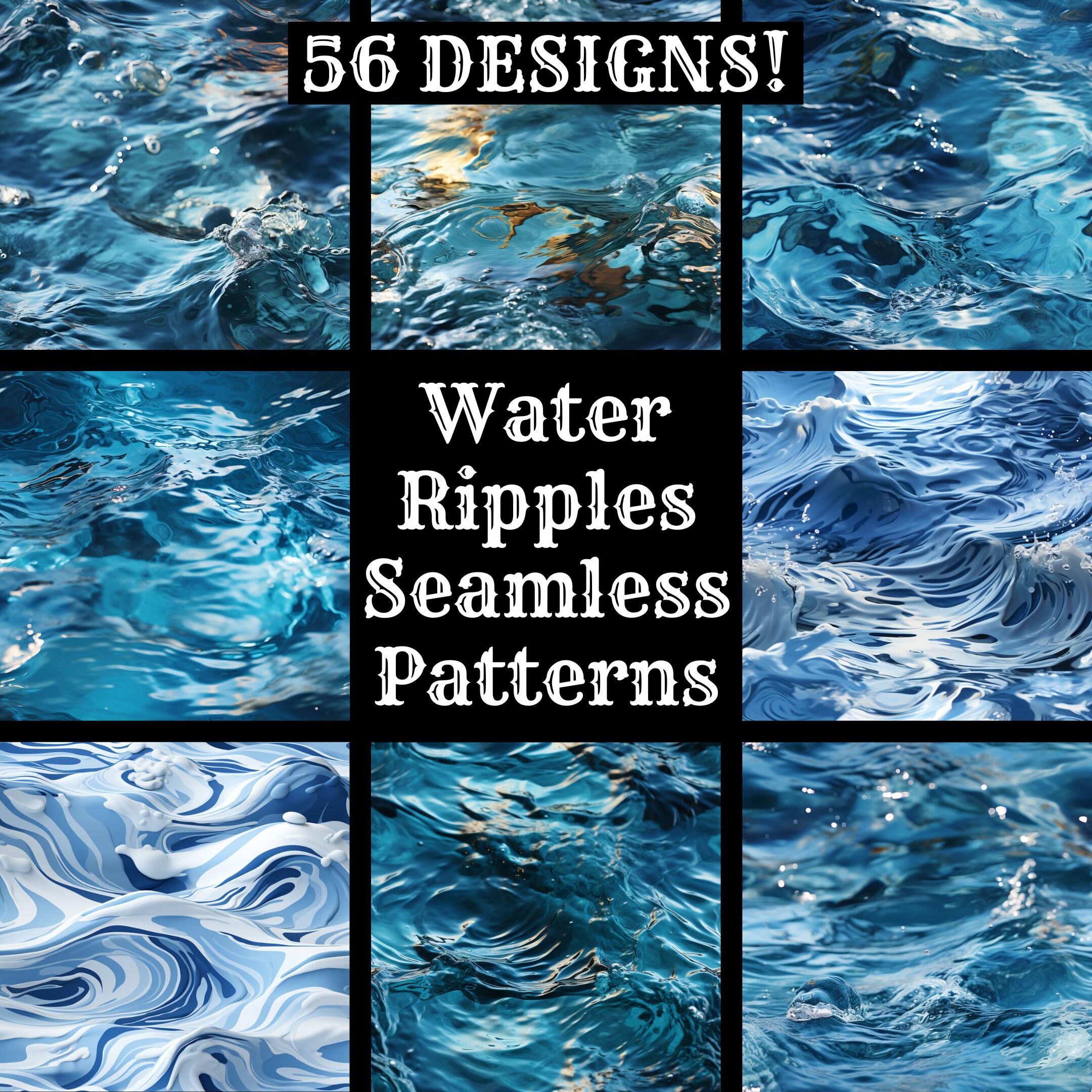 Water Ripples Seamless Digital Paper, Printable Scrapbook Paper ...
