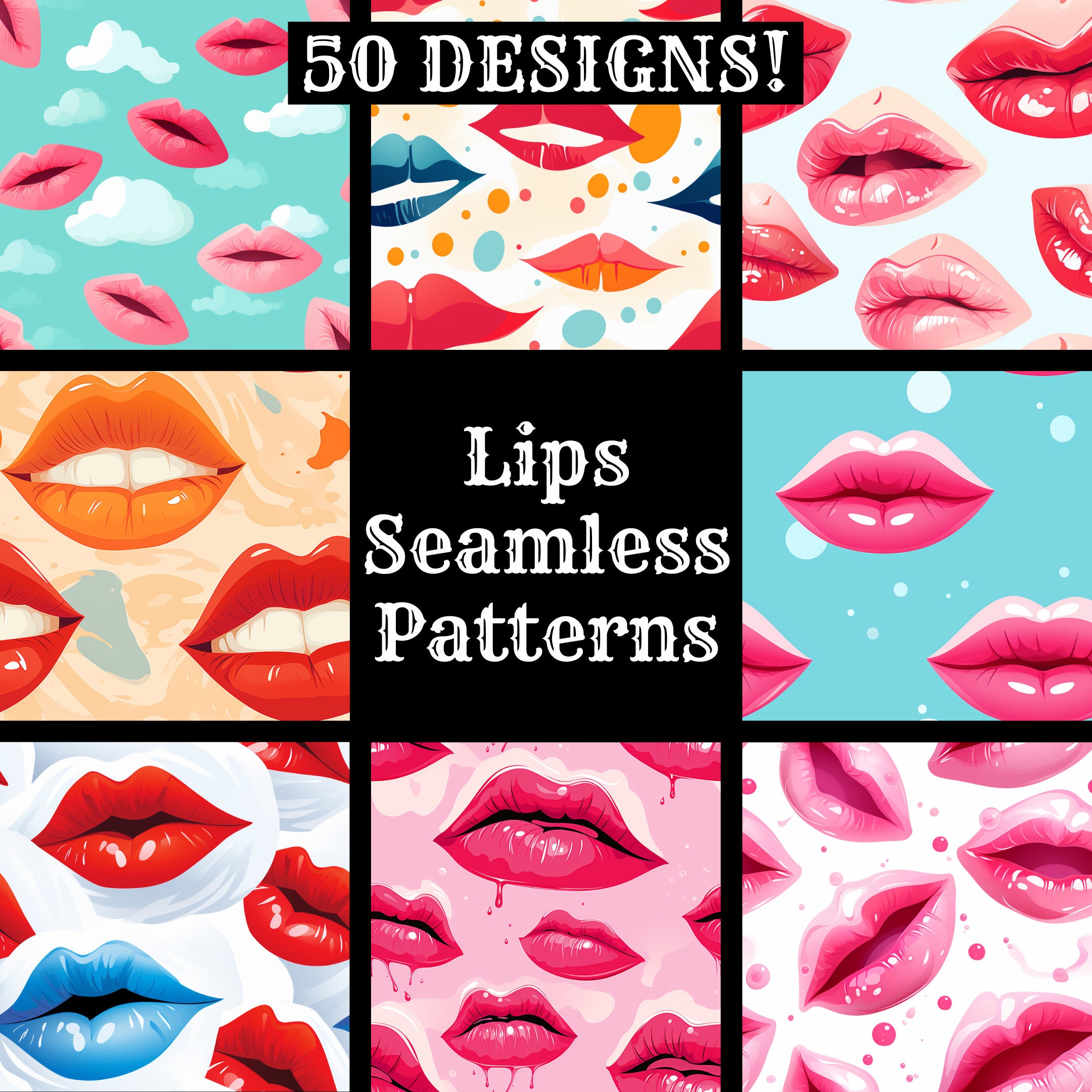 Lips Seamless Digital Paper, Printable Scrapbook Paper Seamless ...
