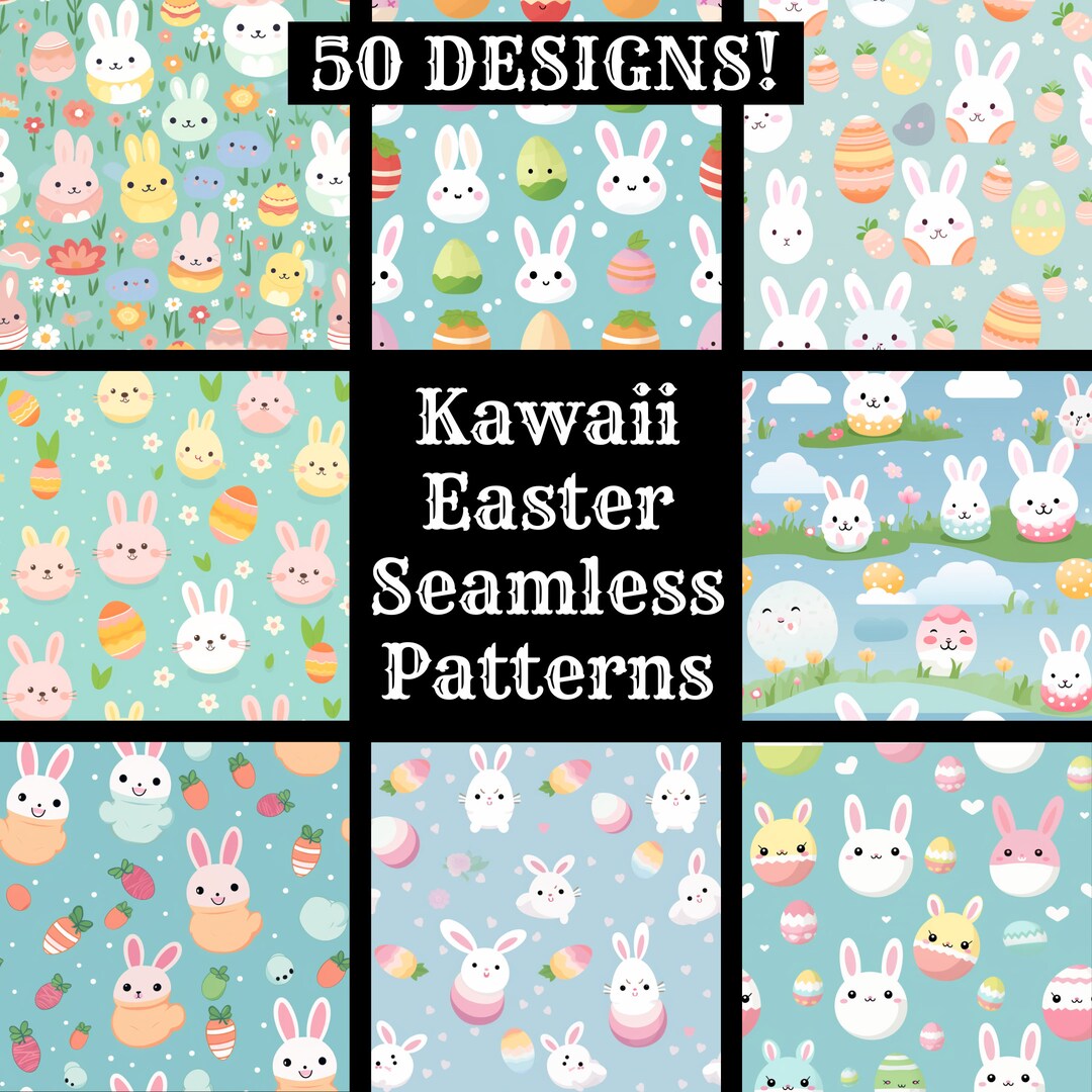 Kawaii Easter Seamless Pattern: Scrapbook Paper (digital Download) - Etsy