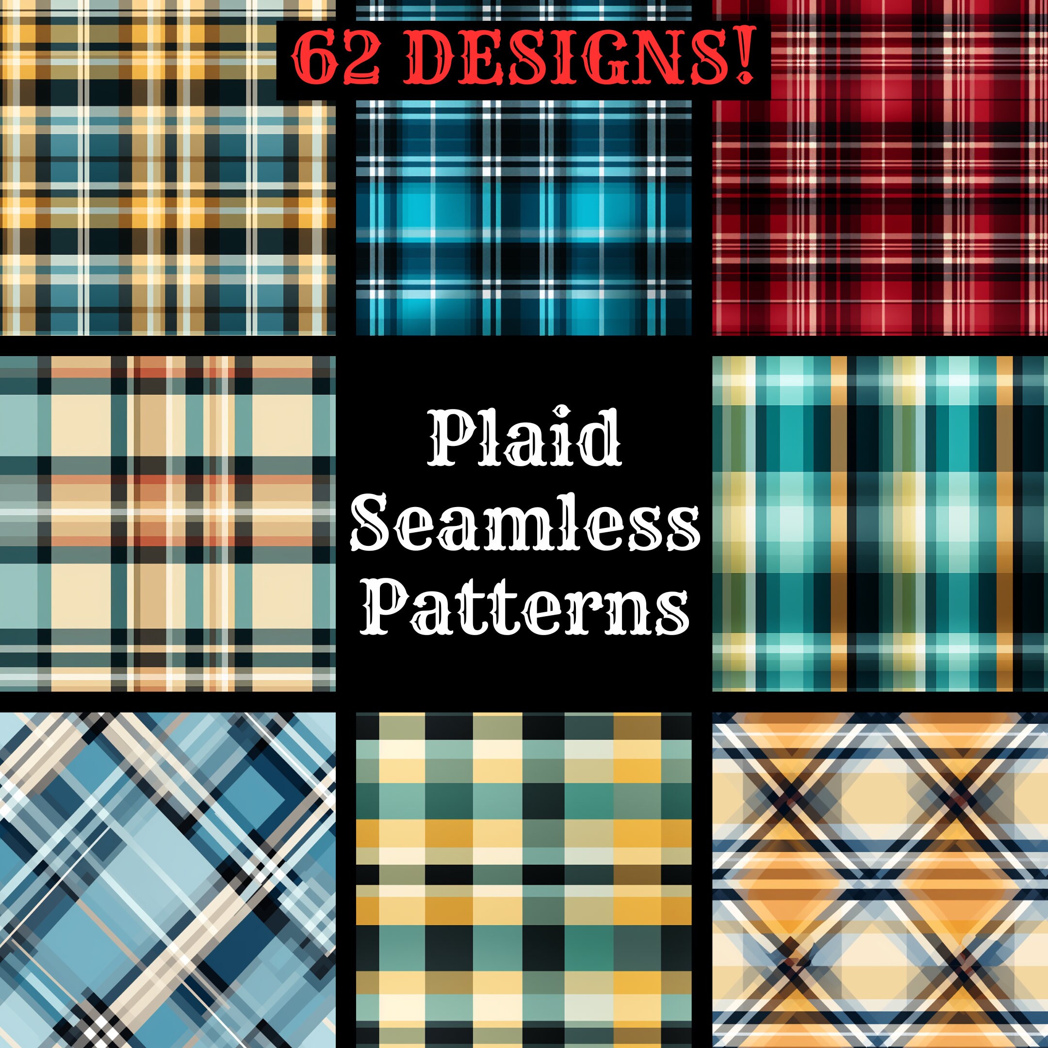 Plaid Seamless Digital Paper, Printable Scrapbook Paper Seamless ...
