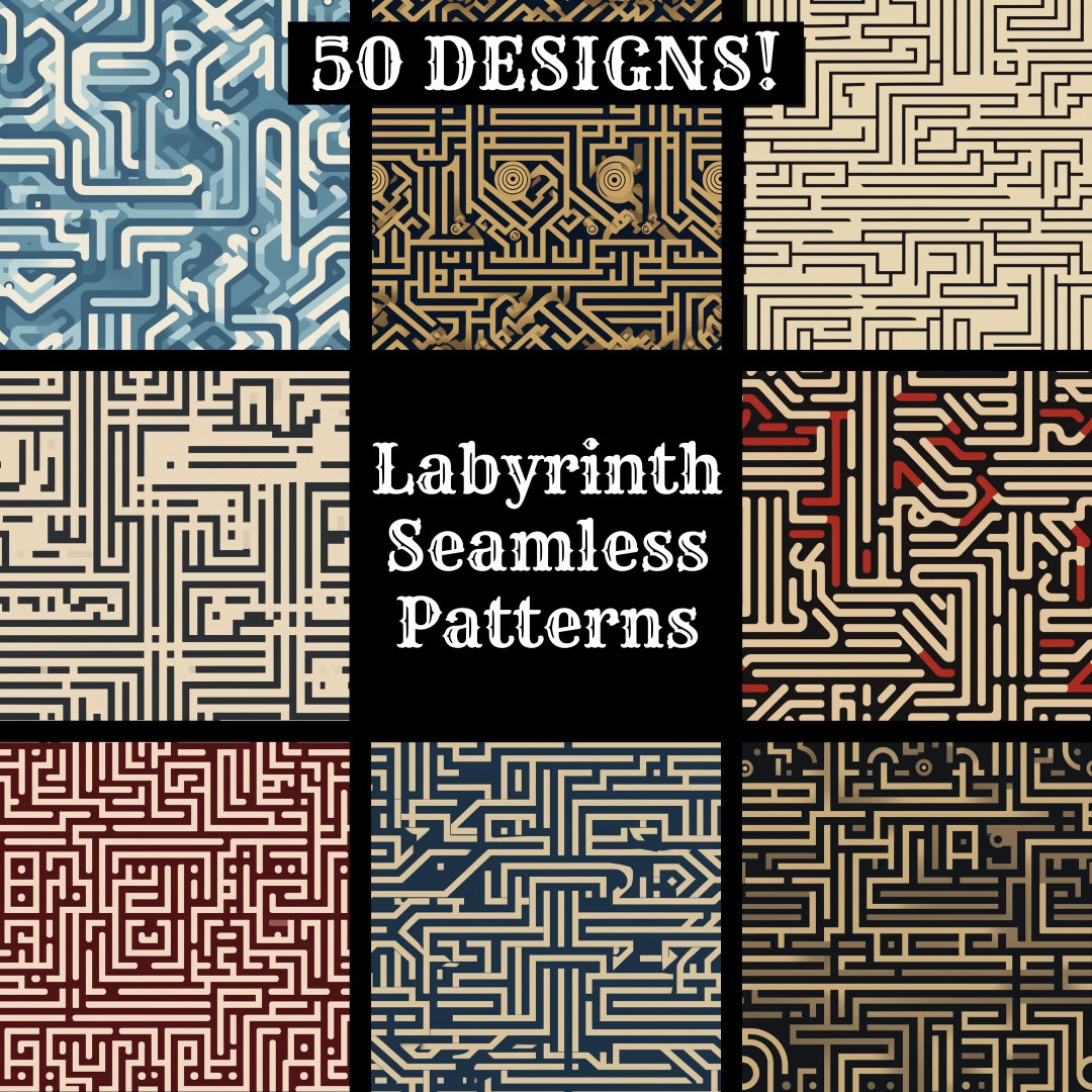 Labyrinth Seamless Digital Paper, Printable Scrapbook Paper Seamless ...