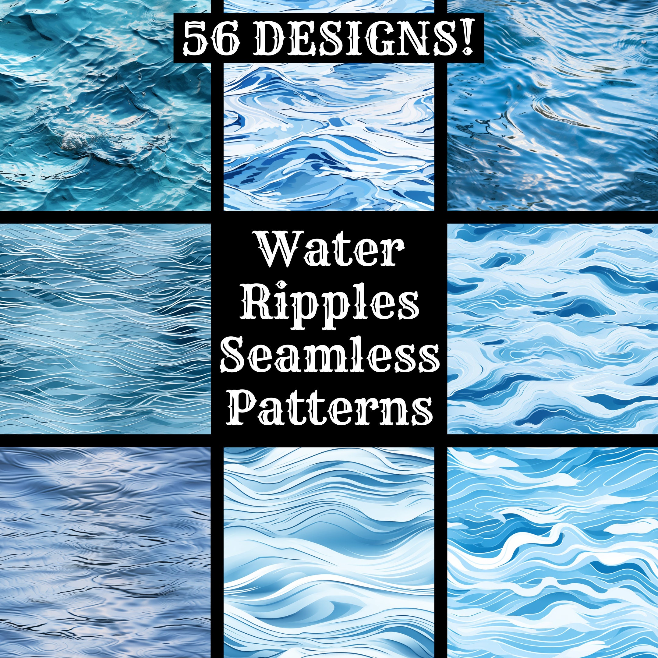 Water Ripples Seamless Digital Paper, Printable Scrapbook Paper ...