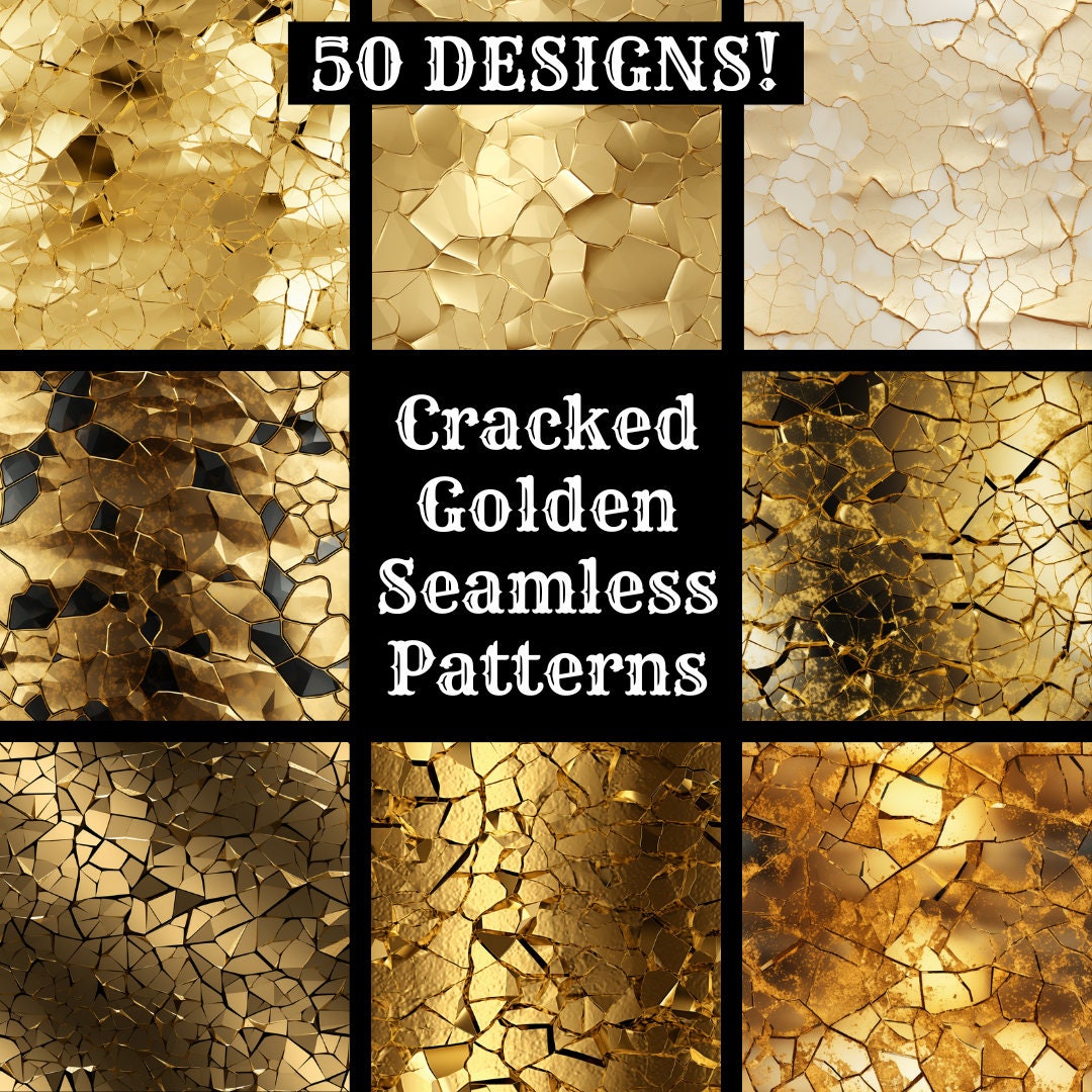 Cracked Golden Seamless Digital Paper, Printable Scrapbook Paper ...