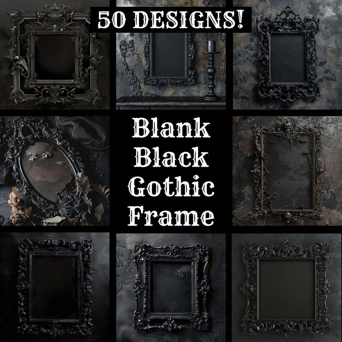 Blank Black Gothic Frame Paper, Blank Black Gothic Frame Printable ...