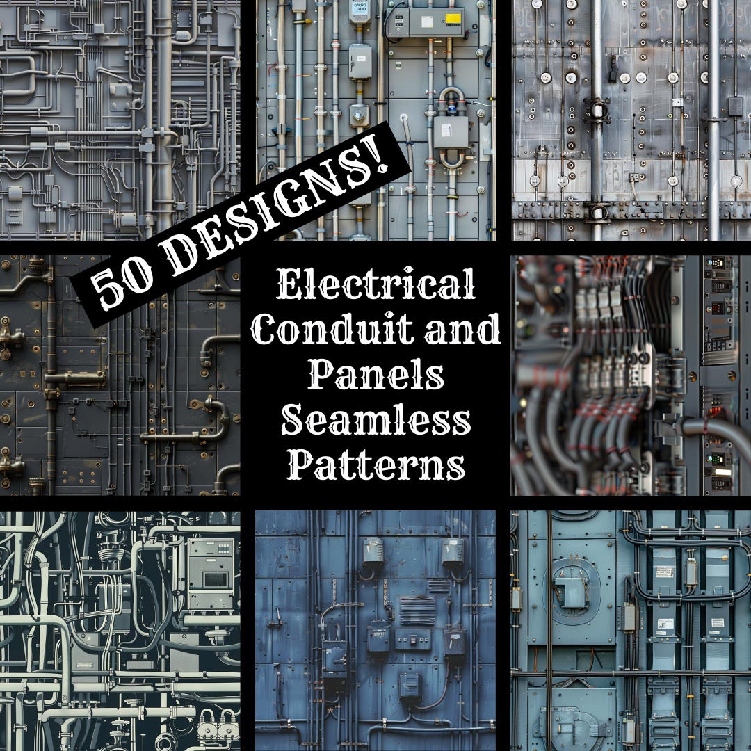 Electrical Conduit and Panels Seamless Digital Paper, Printable ...