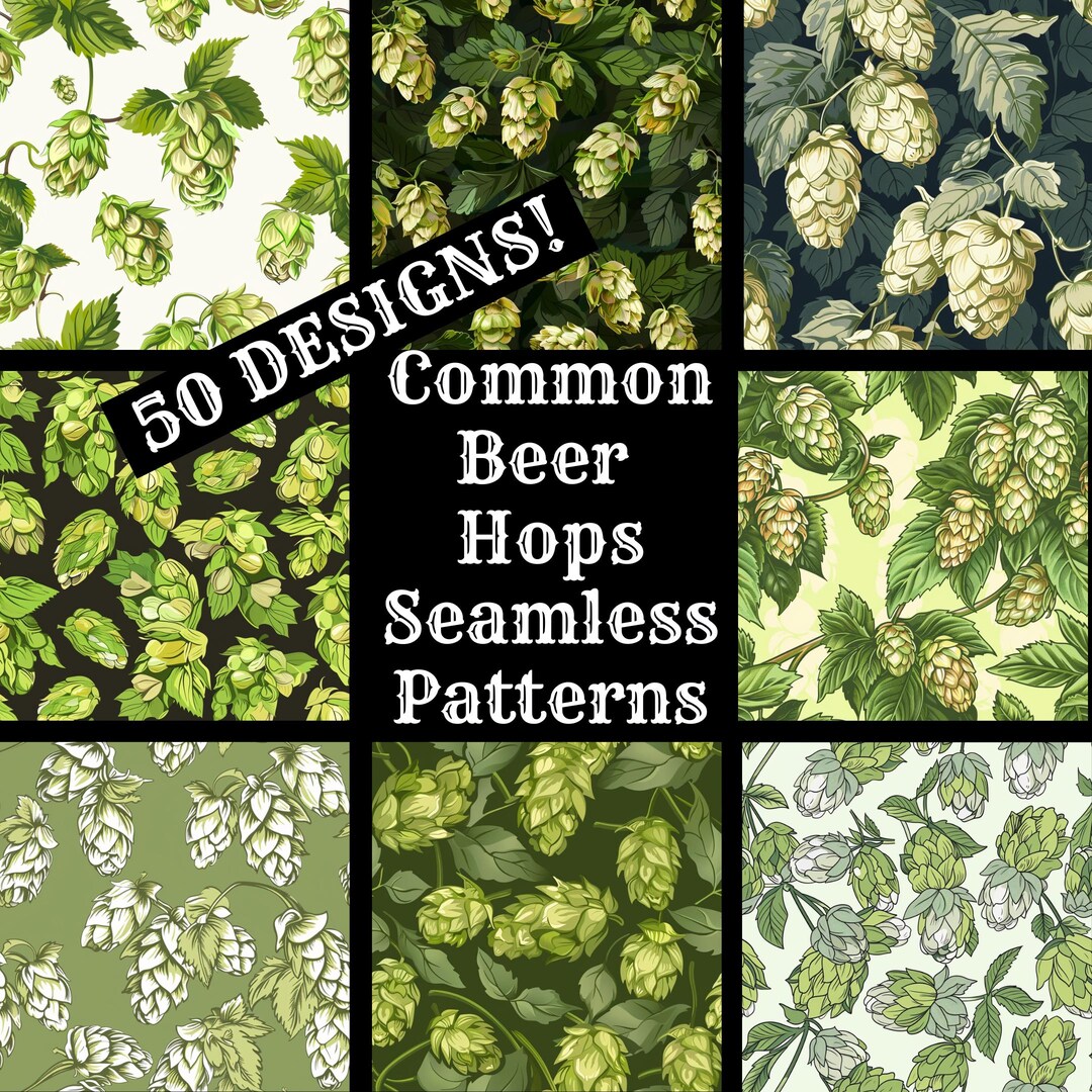 Common Beer Hops Seamless Digital Paper, Printable Scrapbook Paper ...