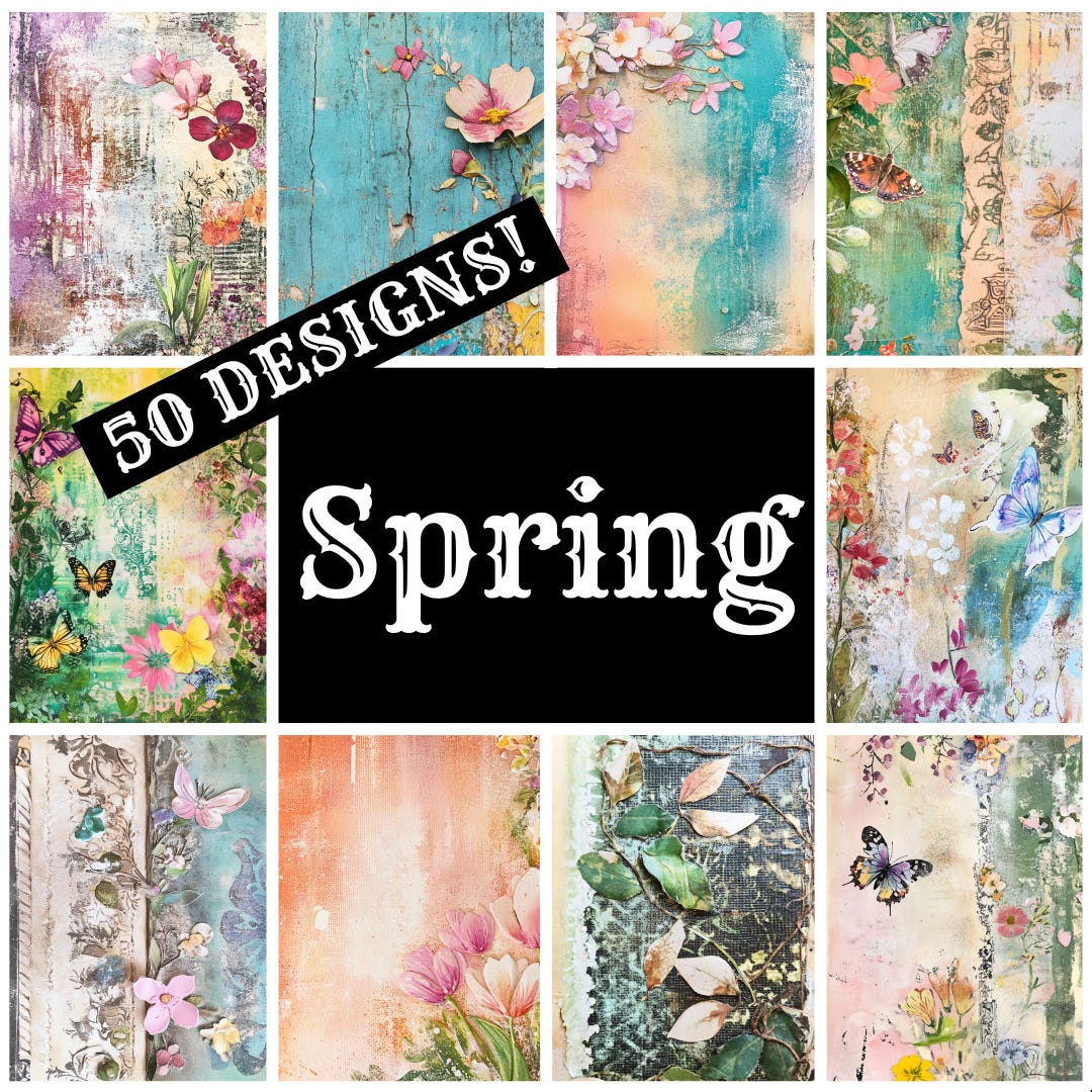 Spring Journal Paper, Spring Printable Paper, Vintage Journal Supplies ...