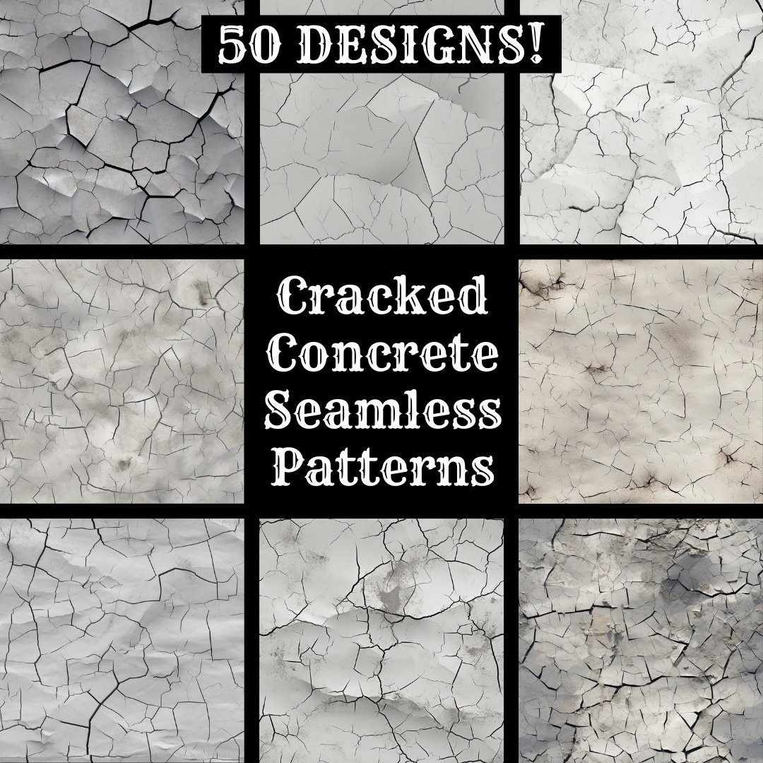 Cracked Concrete Seamless Digital Paper, Printable Scrapbook Paper Seamless Textures, Digital ...