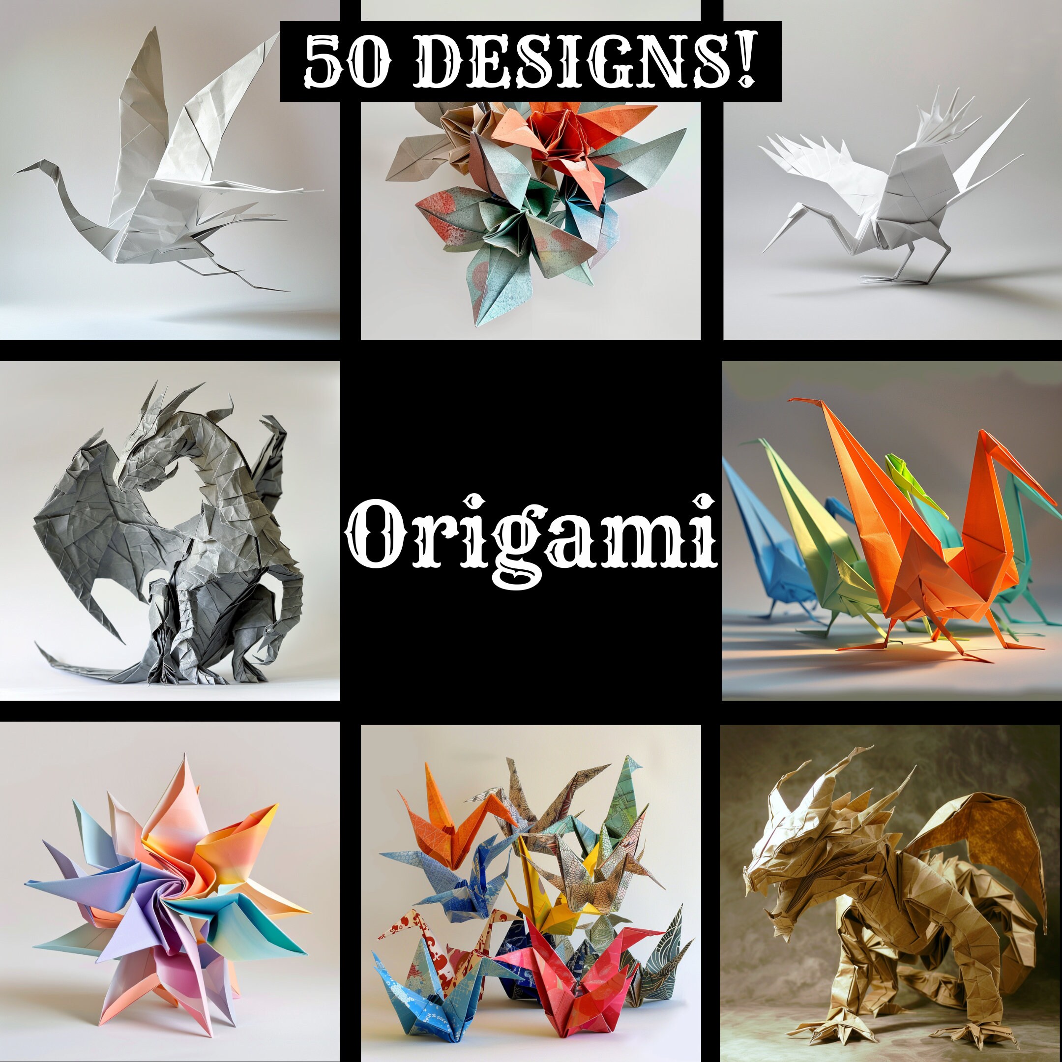 Origami Paper, Origami Printable Paper, Vintage Origami, Origami ...