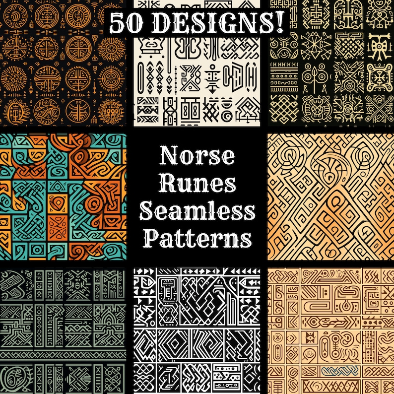 Norse Runes Seamless Digital Paper, Printable Scrapbook Paper Seamless ...
