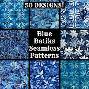 Blue Batiks Seamless Digital Paper, Printable Scrapbook Paper Seamless Textures, Digital Instant ...
