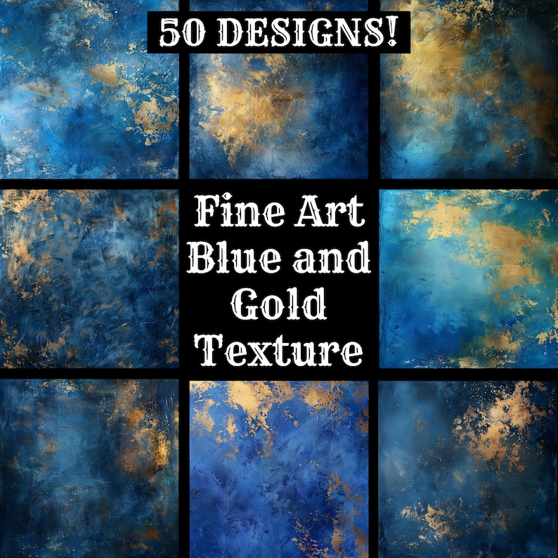 Blue and Gold Texture Paper: Fine Art Digital Paper (PNG) - Etsy
