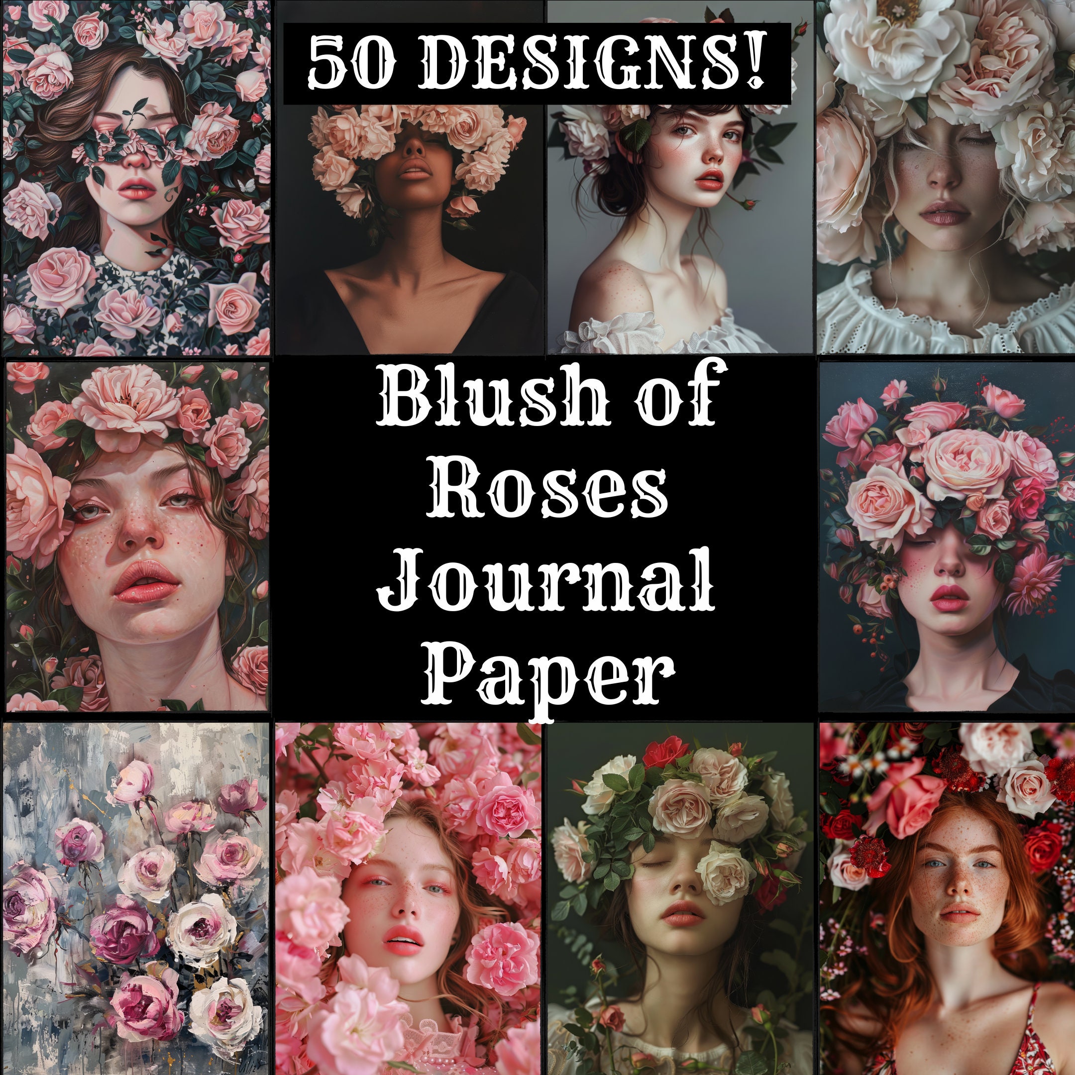 Blush of Roses Journal Paper, Blush of Roses Printable Paper, Vintage ...