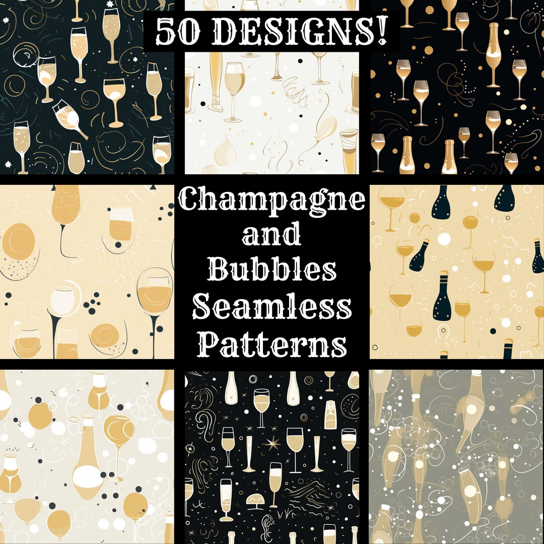 Champagne Bubbles Seamless Pattern: Scrapbook Paper (digital Download ...