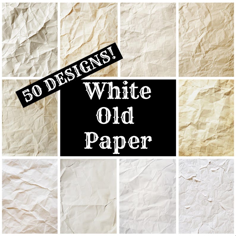 White Old Paper Textures: Vintage Journal Paper (PNG Digital Download ...