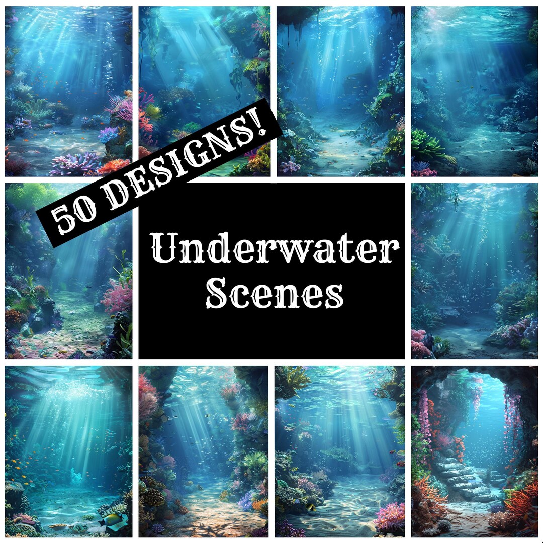 Underwater Scenes Digital Paper: Vintage Journal Inserts (PNG, 8.5x11 ...