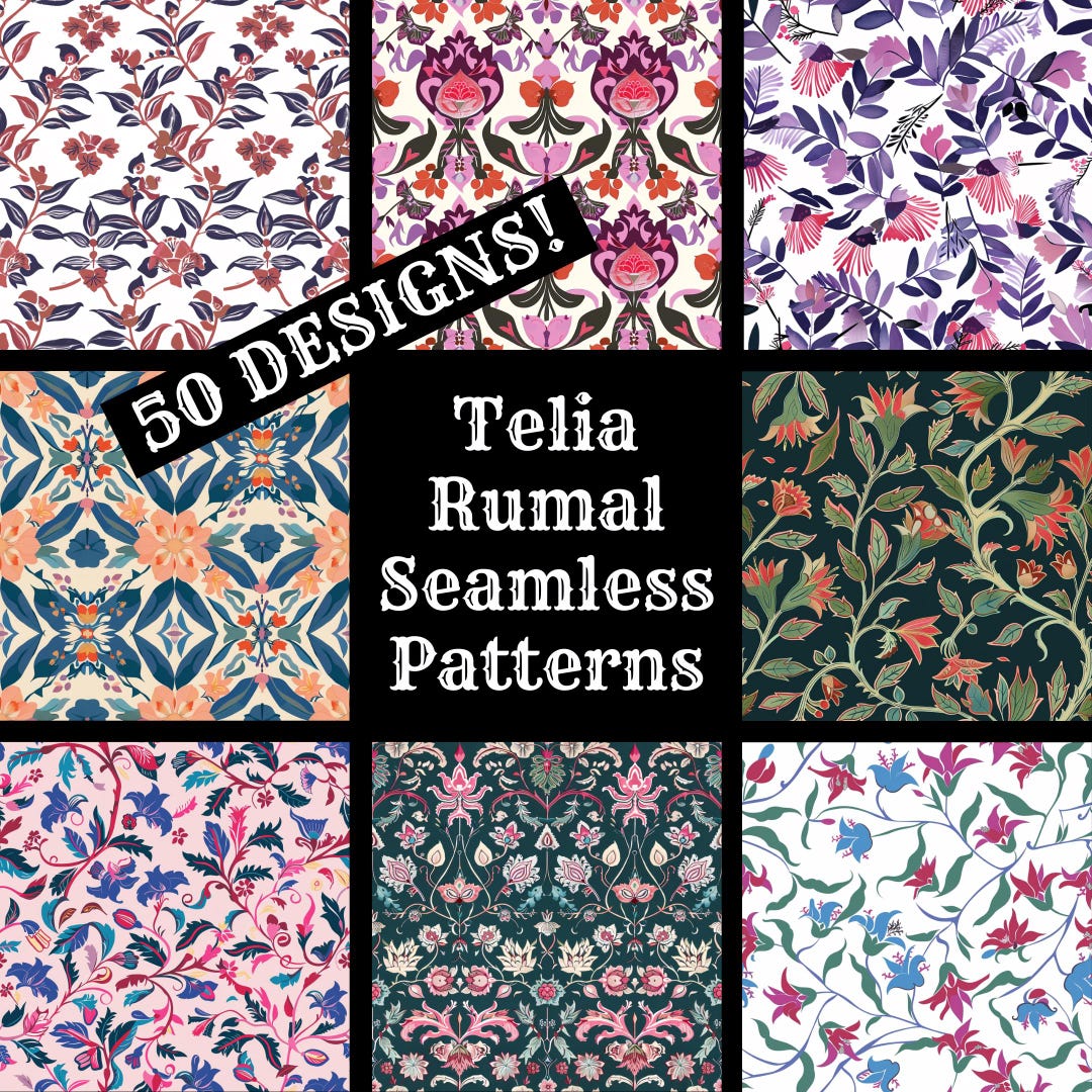 Telia Rumal Seamless Digital Paper, Telia Rumal Printable Scrapbook ...