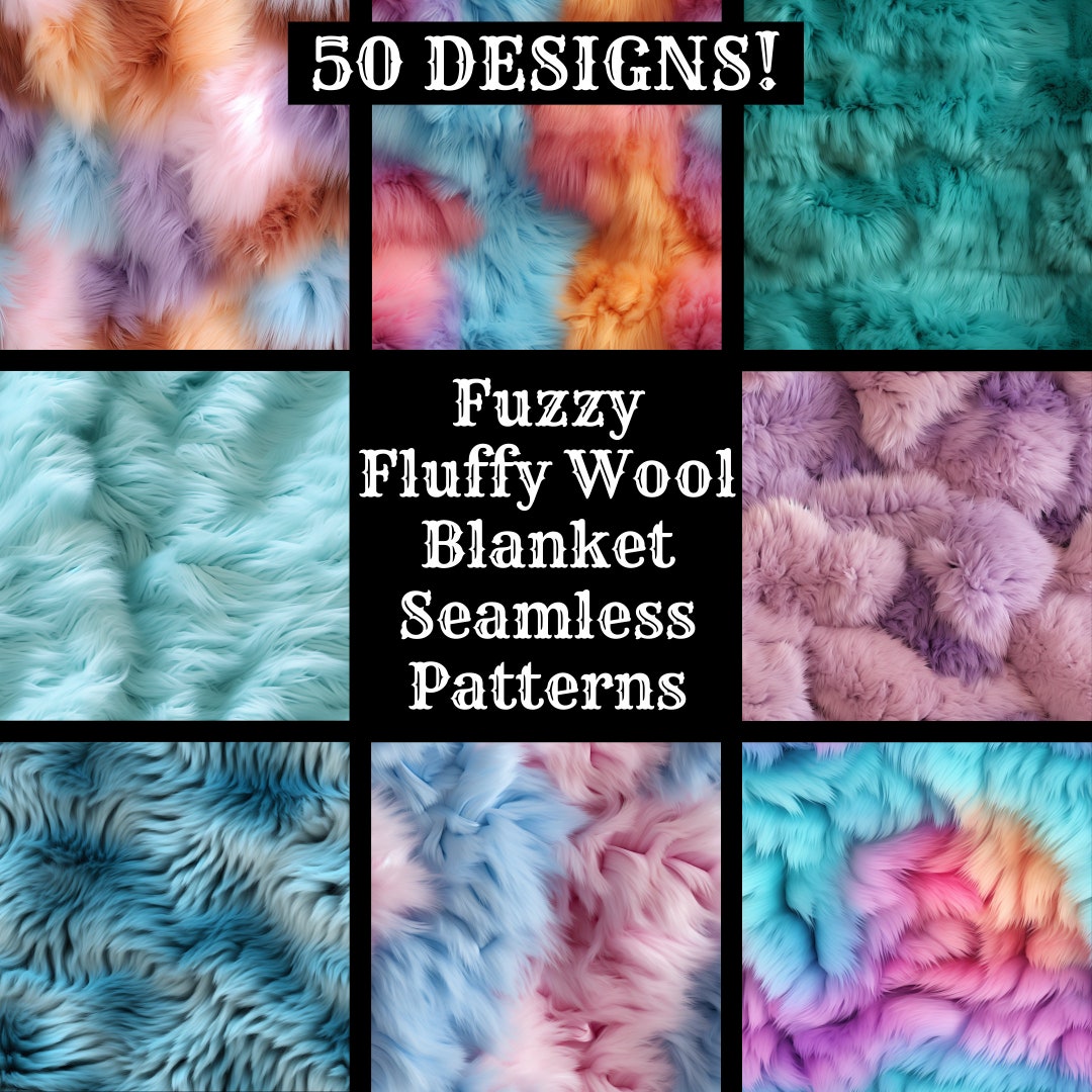 Fuzzy Wool Blanket Seamless Patterns: Fluffy Digital Paper (digital ...
