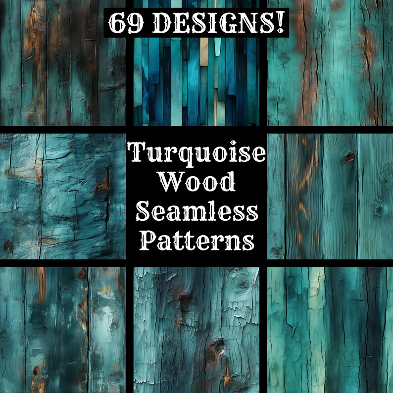 Turquoise Wood Seamless Digital Paper, Printable Scrapbook Paper ...