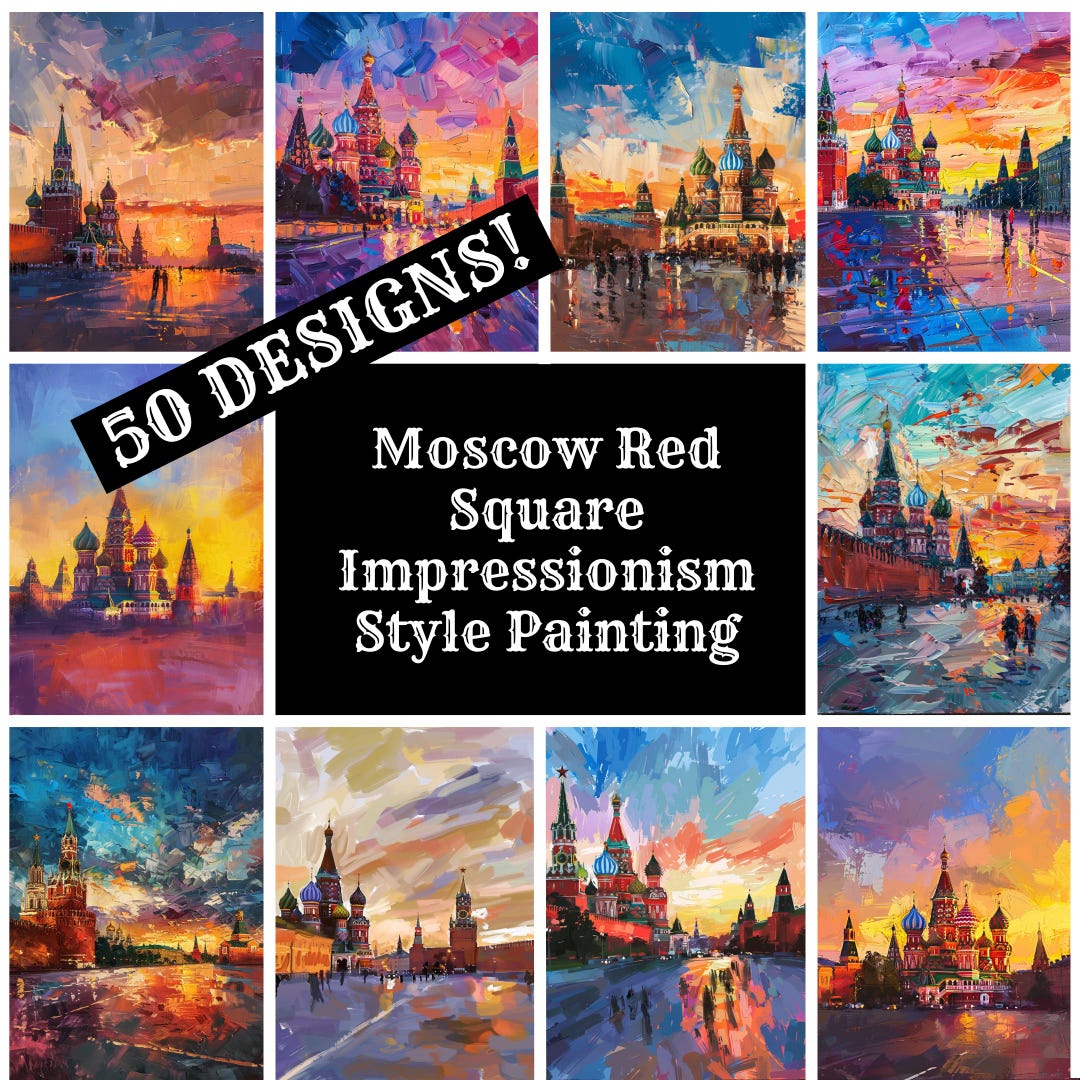Moscow Red Square Impressionism Style Painting Journal Paper, Moscow ...