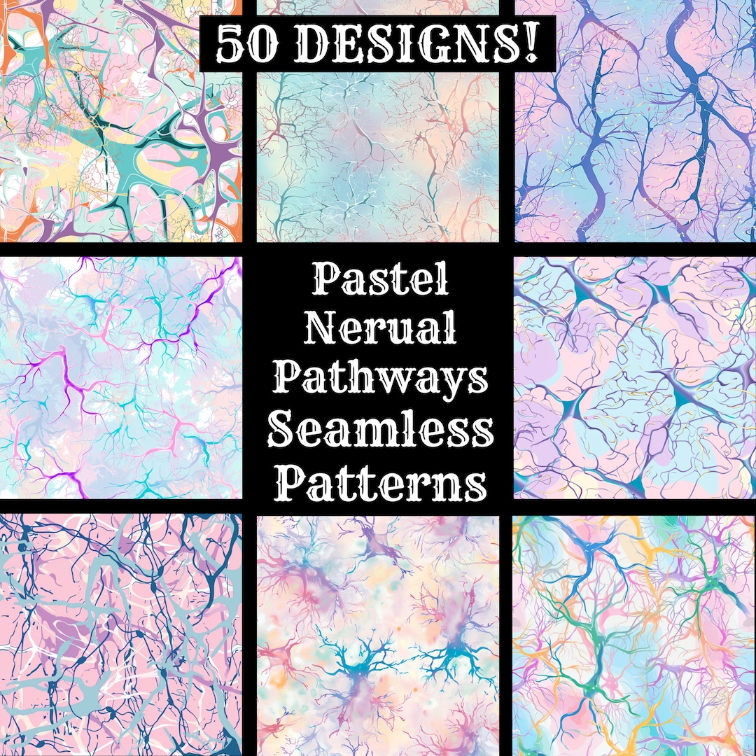 Pastel Neural Pathways Seamless Digital Paper, Printable Scrapbook ...