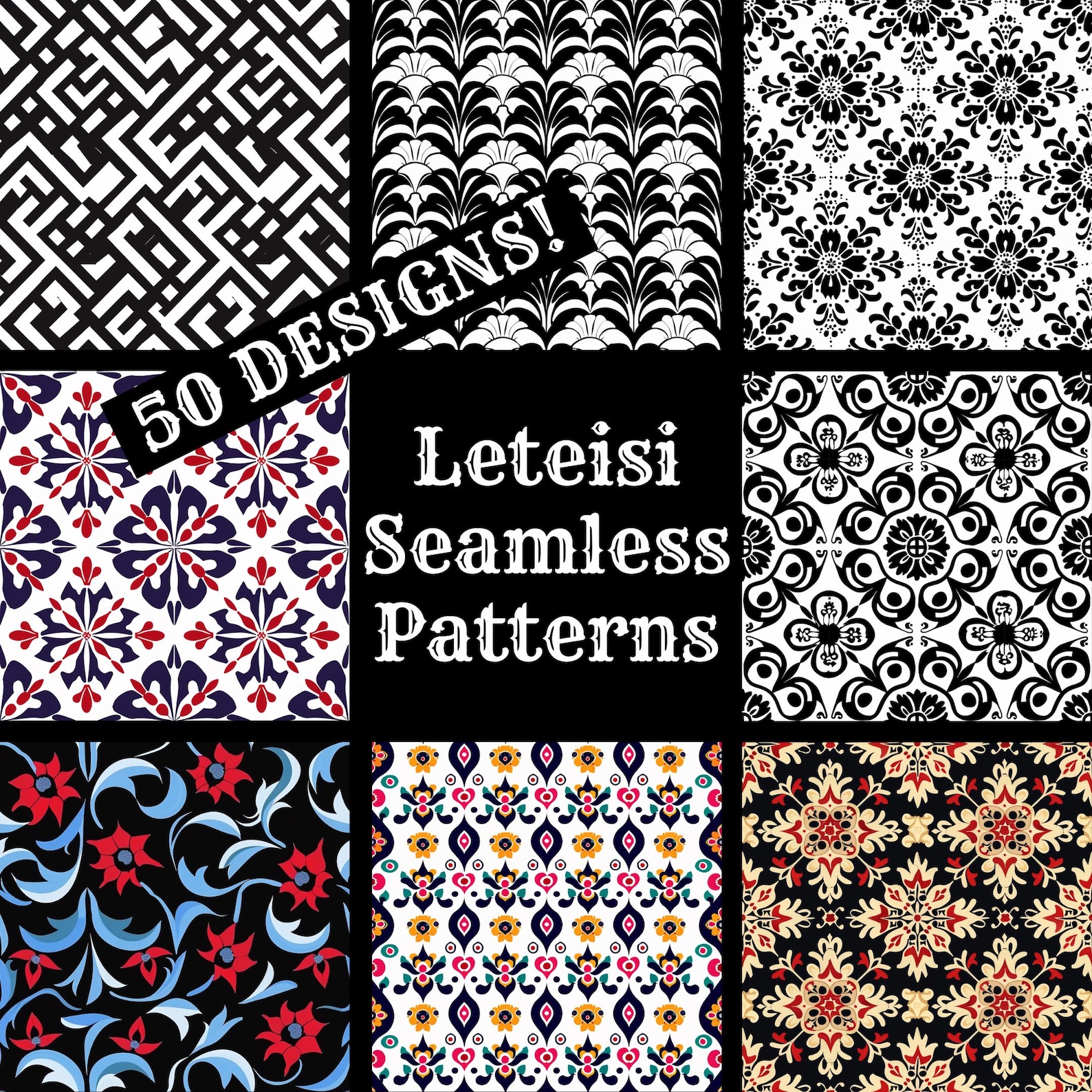 Leteisi Seamless Digital Paper, Leteisi Printable Scrapbook Paper ...