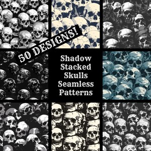 Skull Seamless Pattern: Shadow Stacked Design (digital Download) - Etsy