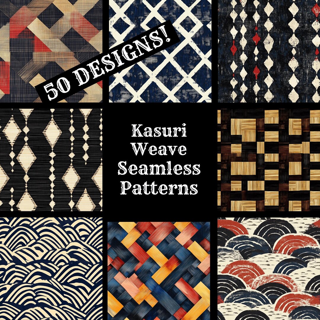 Kasuri Weave Seamless Patterns: Digital Scrapbook Paper (digital ...