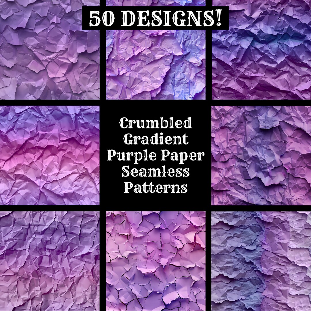 Crumbled Gradient Purple Paper Seamless Digital Paper, Crumbled Purple ...