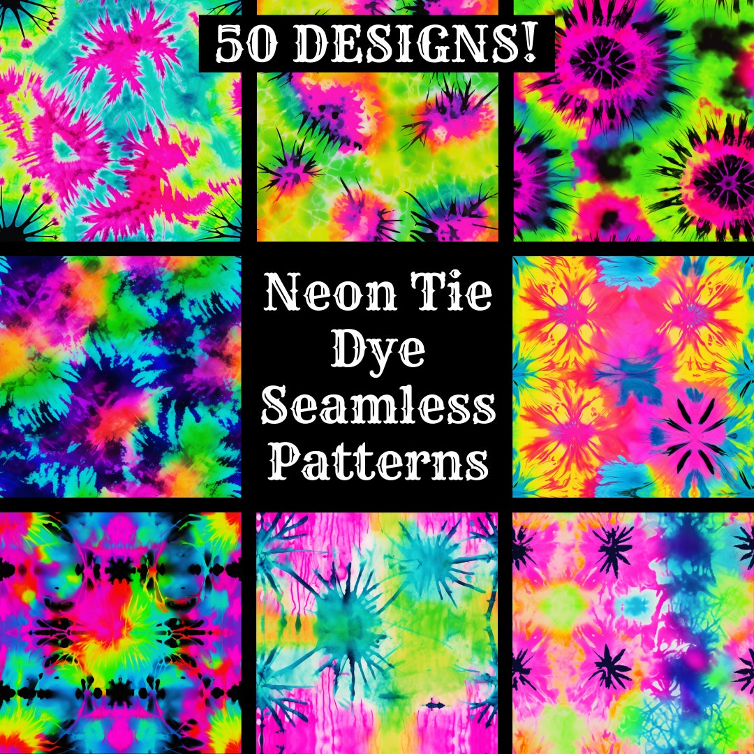 Neon Tie Dye Seamless Digital Paper, Printable Scrapbook Paper Seamless ...