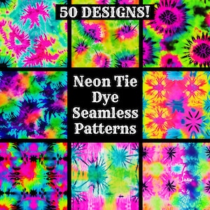 Neon Tie Dye Seamless Digital Paper, Printable Scrapbook Paper Seamless ...