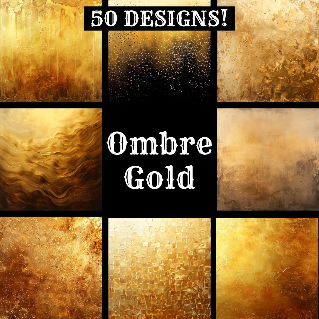 Ombre Gold Paper, Ombre Gold Printable Paper, Vintage Ombre Gold, Ombre ...