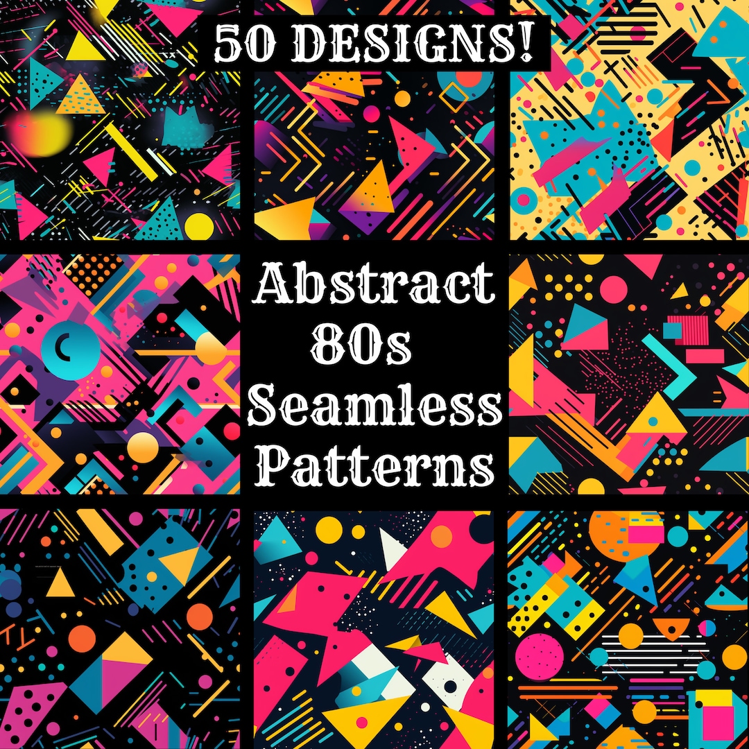 Abstract 80s Seamless Digital Paper, Printable Scrapbook Paper Seamless ...