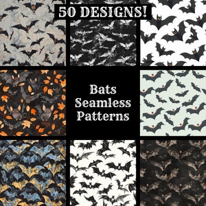 Bats Seamless Digital Paper, Bats Printable Scrapbook Paper Seamless ...